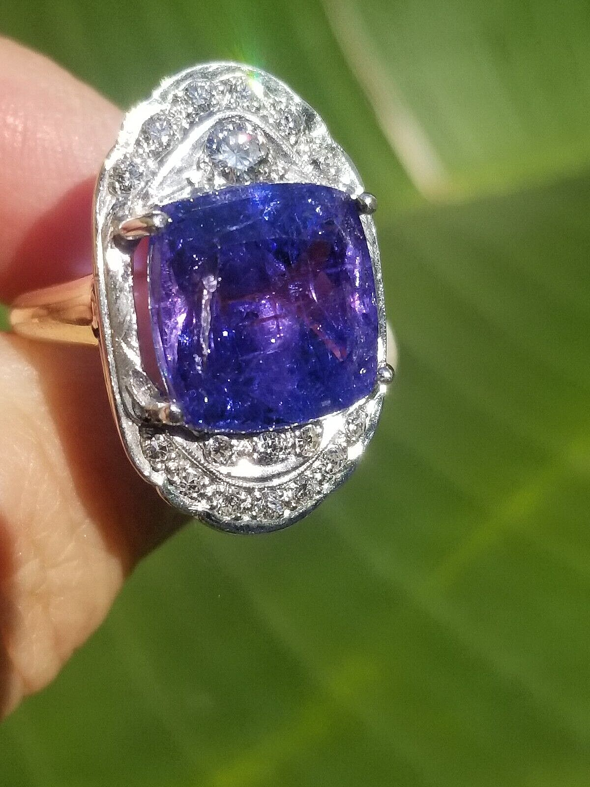 7TCW Beautiful Vintage Tanzanite Cushion VS Diamond 14k gold ring | eBay