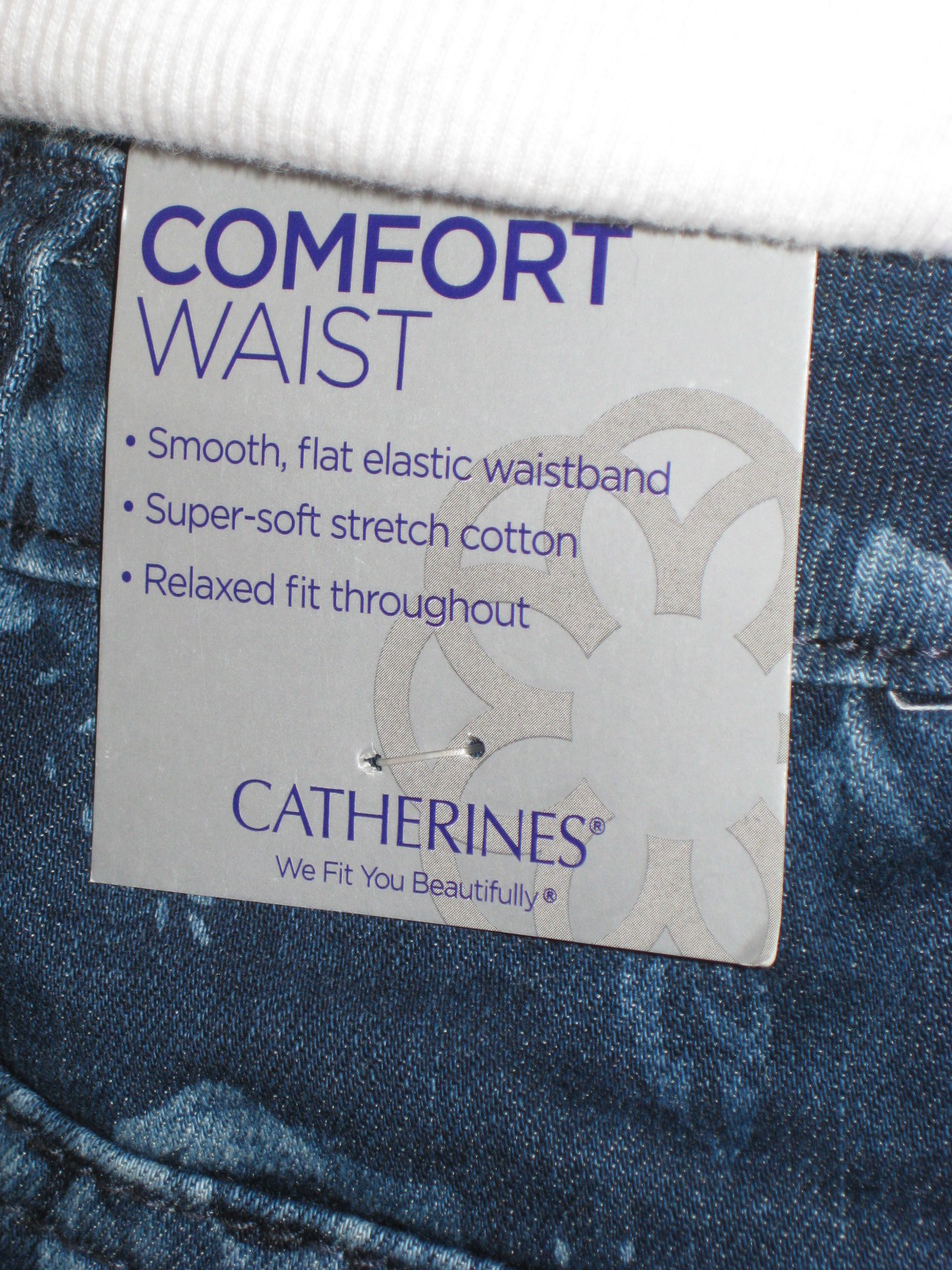 Catherine's 5 Pocket Comfort Waist Denim Print Capris 24W Women's Plus NEW | eBay