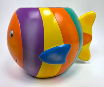 Fish Trash Can Wastebasket Decor Bathroom Cartoon 9"H Trashcan Ocean ...