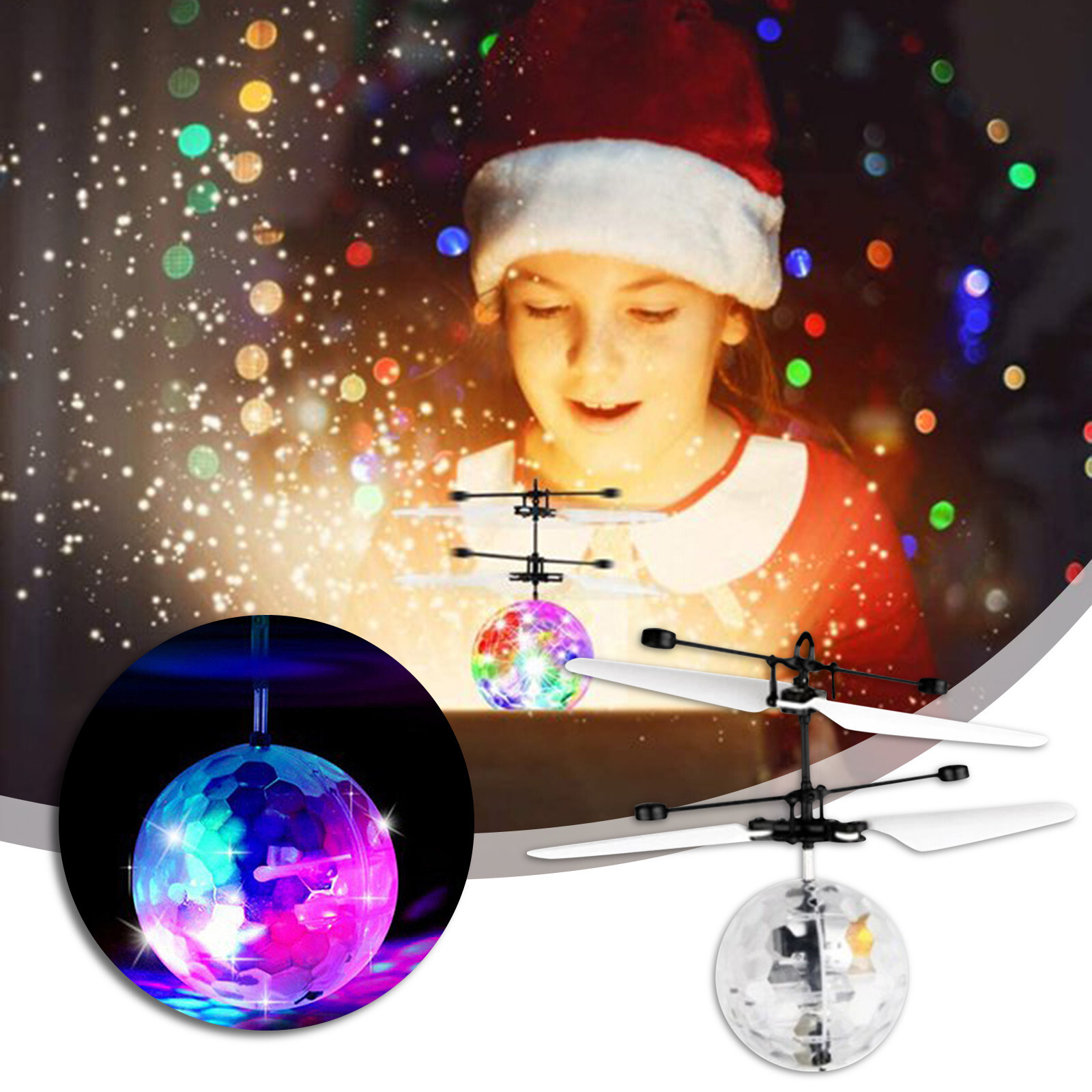 Induction LED Flying Ball Toys Aircraft Suspension Crystal Ball USB ...
