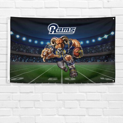 For Los Angeles Rams Football Fans 3x5 ft Mascot Flag Gift Banner | eBay