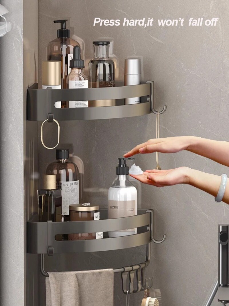 Adhensive Bathroom Shampoo Holder Shower Caddy Shelve Storage Organizer ...
