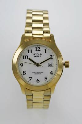 Acqua Men Watch Light Date Stainless Steel Gold Water Resistant 30m ...