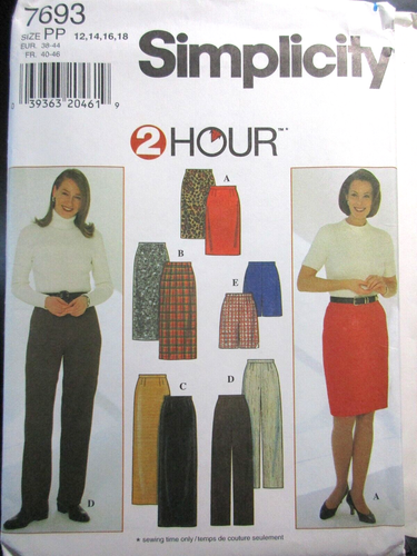 Simplicity Pattern 7693 Sizes 12 - 18 Misses Skirt Pants Shorts 2 Hour ...