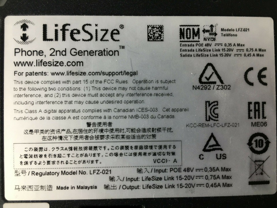 Lifesize Icon 600 Video Conference System 10X Camera Phone HD 2nd Gen ...