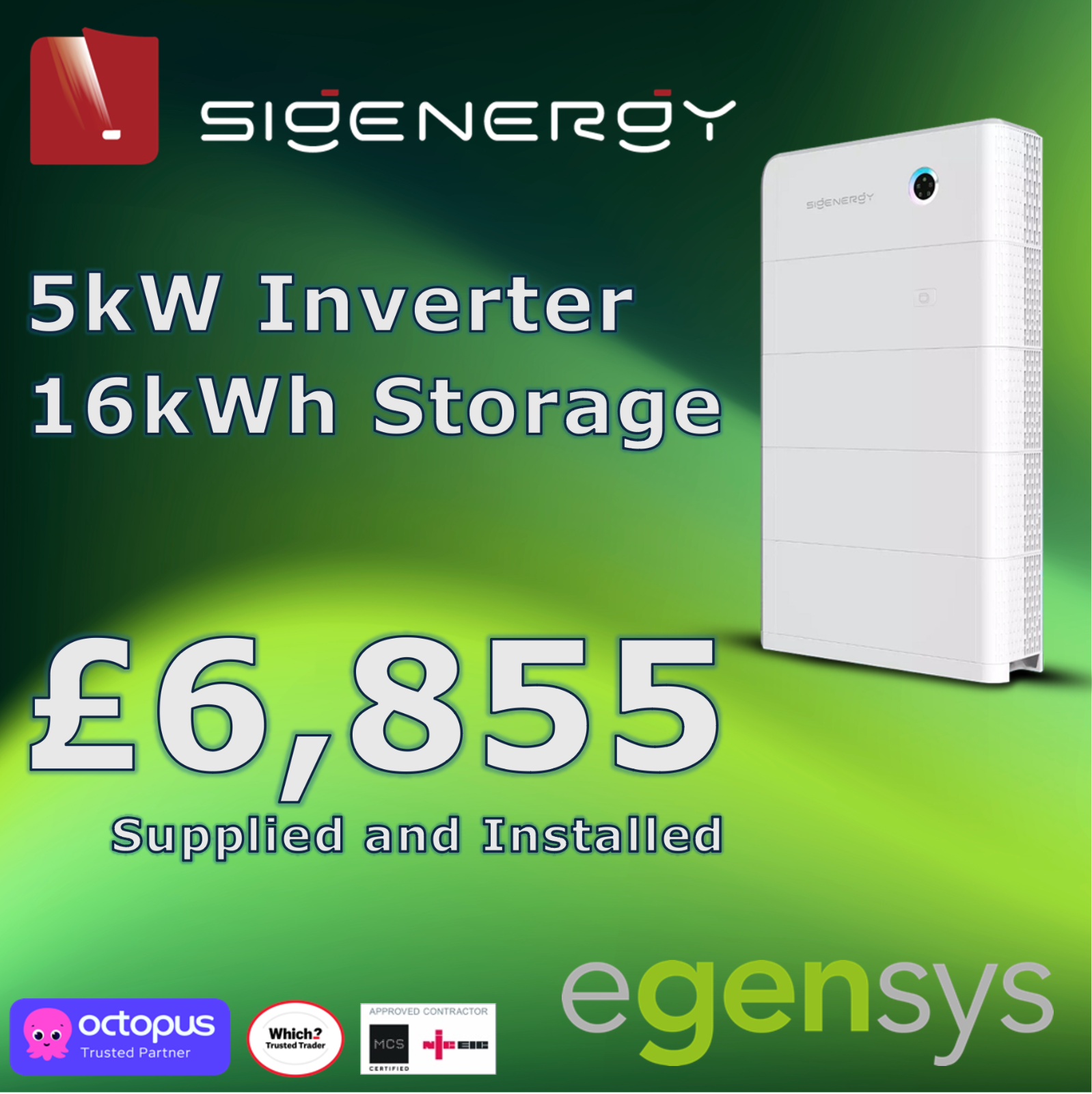 Sigenergy SigenStor 5kW Solar Inverter and 16kWh Battery Supplied & Installed | eBay