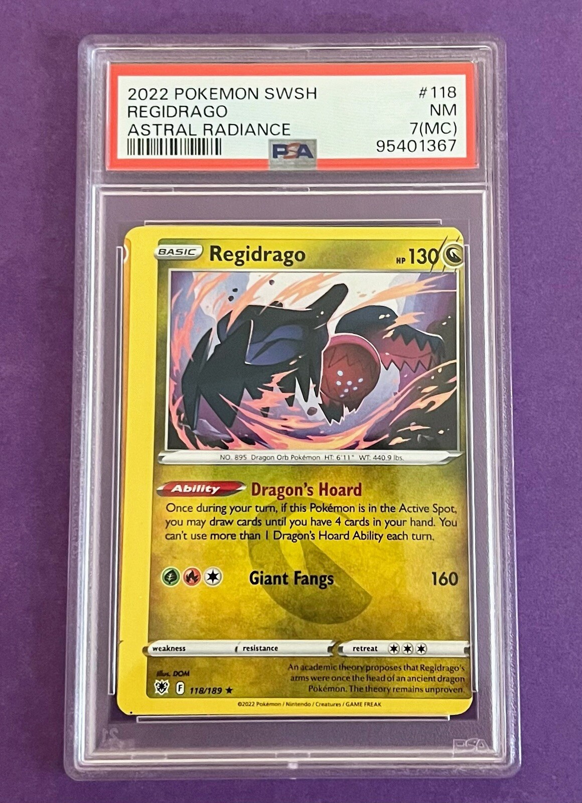 POKEMON TCG Regidrago #118 Astral Radiance 2022 Rare Miscut PSA Mint 7 ...