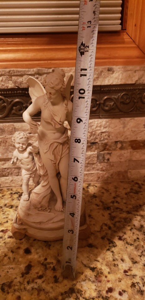 Psyche Lady Angel & Cherub Full figural Marked Statue , E & A Muller ...