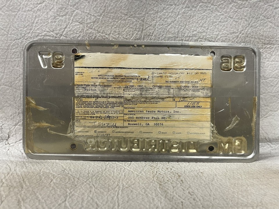 Vintage 1996-1997 Georgia Distributor License Plate | eBay