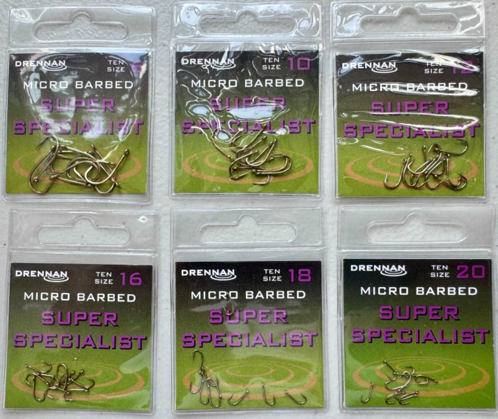Drennan Eyed Micro Barbed Super Specialist Coarse Fishing Hooks in Size ...