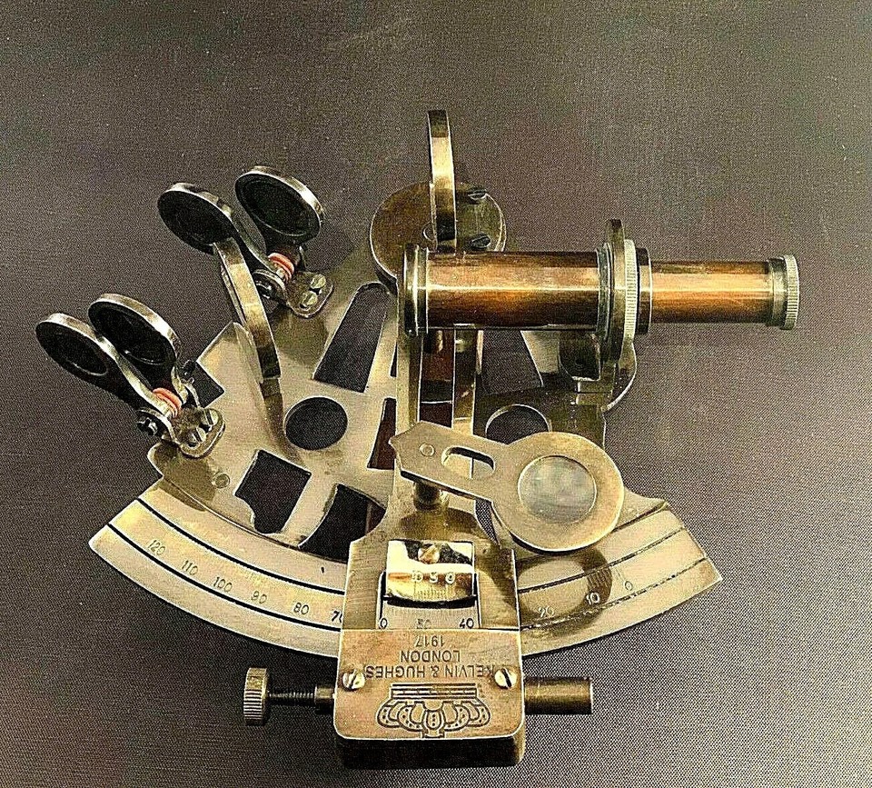 Vintage Maritime Brass Nautical Sextant Leather Case London 1917 ...