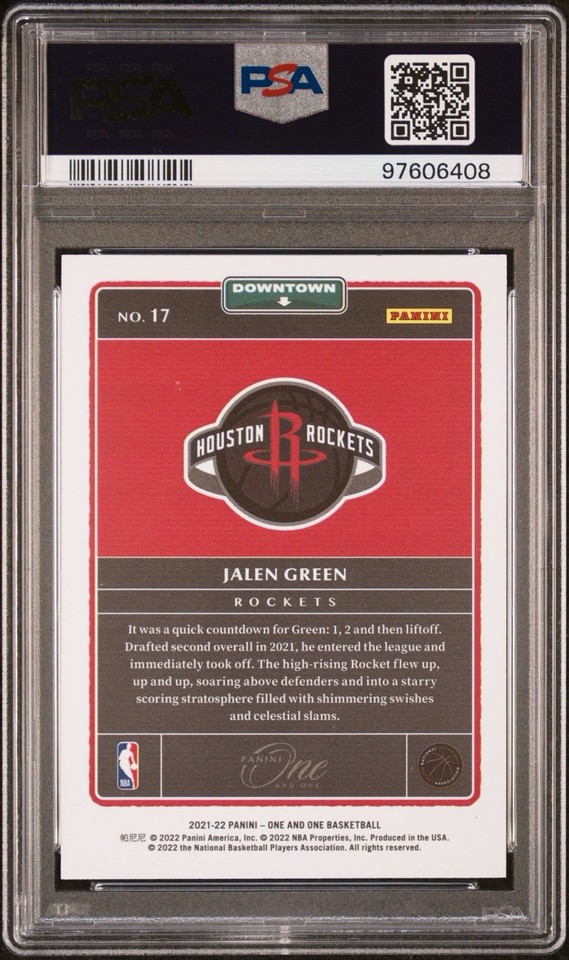 2021 PANINI ONE AND ONE JALEN GREEN ROOKIE DOWNTOWN #17 PSA 9 HOUSTON ...