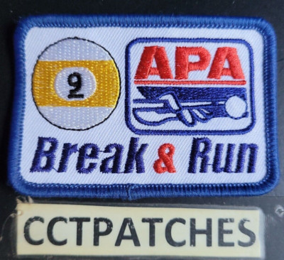 APA BREAK & RUN POOL LEAGUE 9 BALL PATCH | eBay