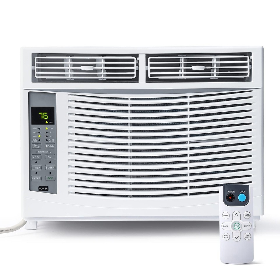 6000 BTU Window Air Conditioner Remote & App Control Timer Function ...