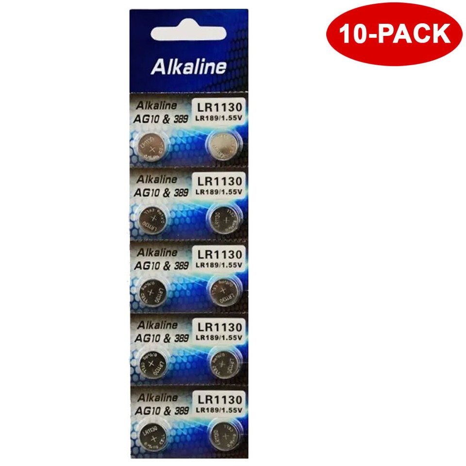 10PCS AG10 189 L1131 389 LR54 LR1130 389A 390 L1130 Alkaline Battery 1 ...
