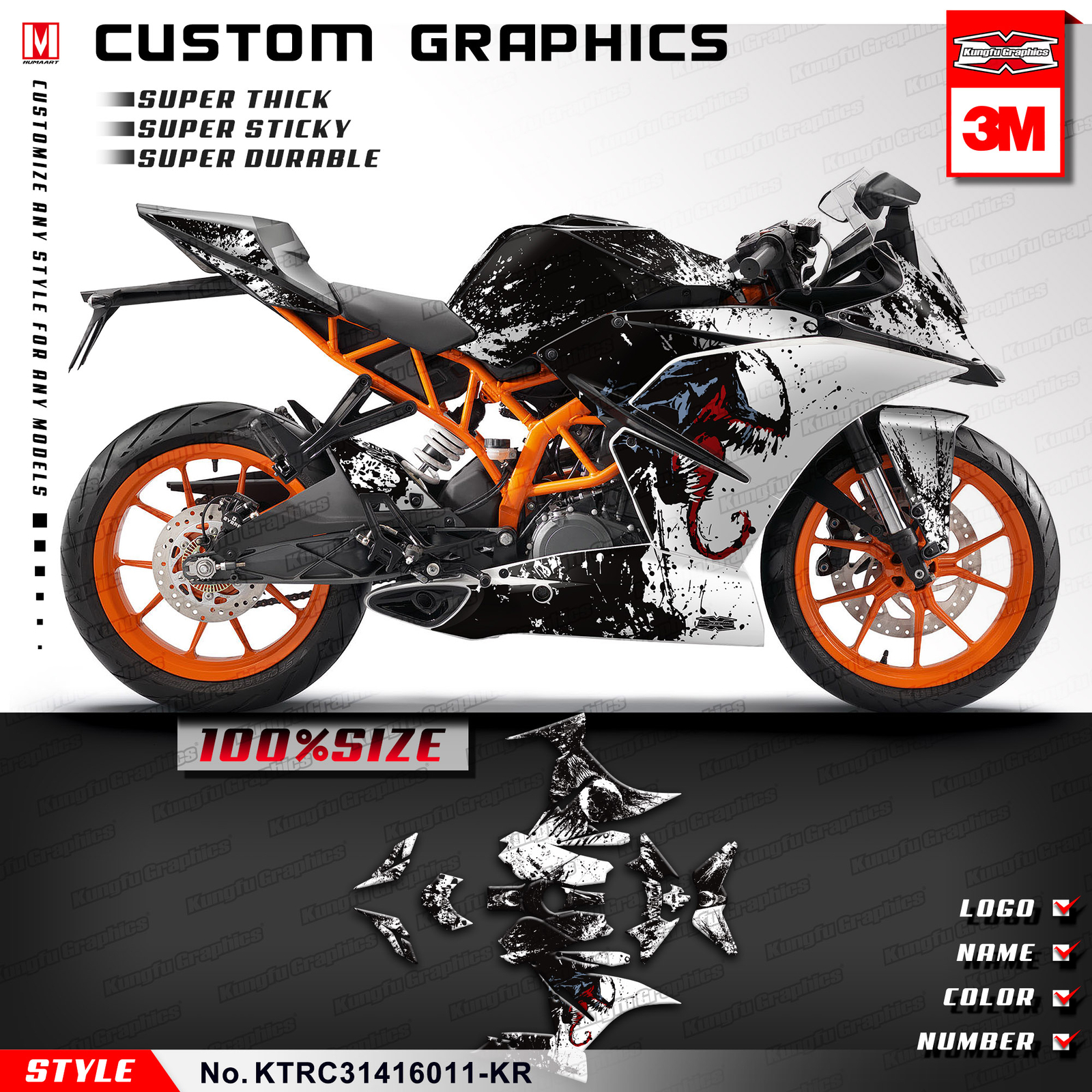 Custom Graphics MX Stickers Wrap Kit for RC125 RC200 RC250 RC390 2014 ...