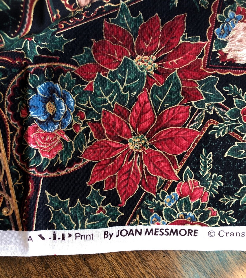 Joan Messmore Cranston Christmas Metalic Fabric Victorian Santa Cotton ...