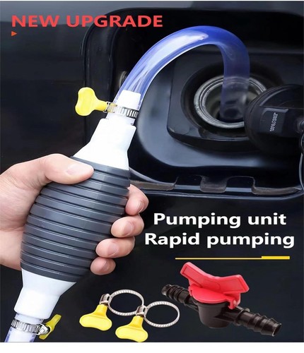 Portable Manual Car Siphon Pump Fuel Gas Transfer Oil Liquid -Hand Air ...