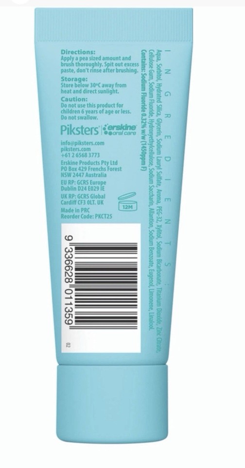 Piksters Crush Toothpaste Freshmint 115g, A Nice Light Taste, FREE ...