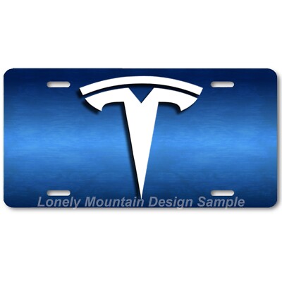 Tesla Inspired Art White on Blue FLAT Aluminum Novelty Auto License Tag ...