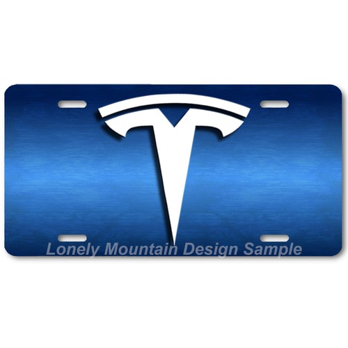 Tesla Inspired Art White on Blue FLAT Aluminum Novelty Auto License Tag ...