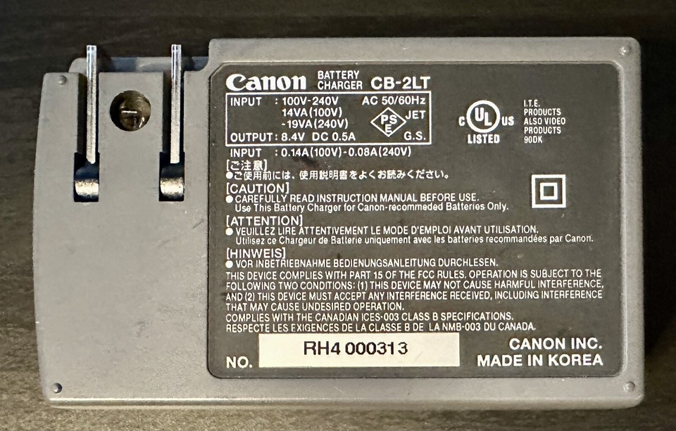 Canon CB-2LT battery charger adapter 8.4v - camera G7 G9 S50 S70 S80 ...