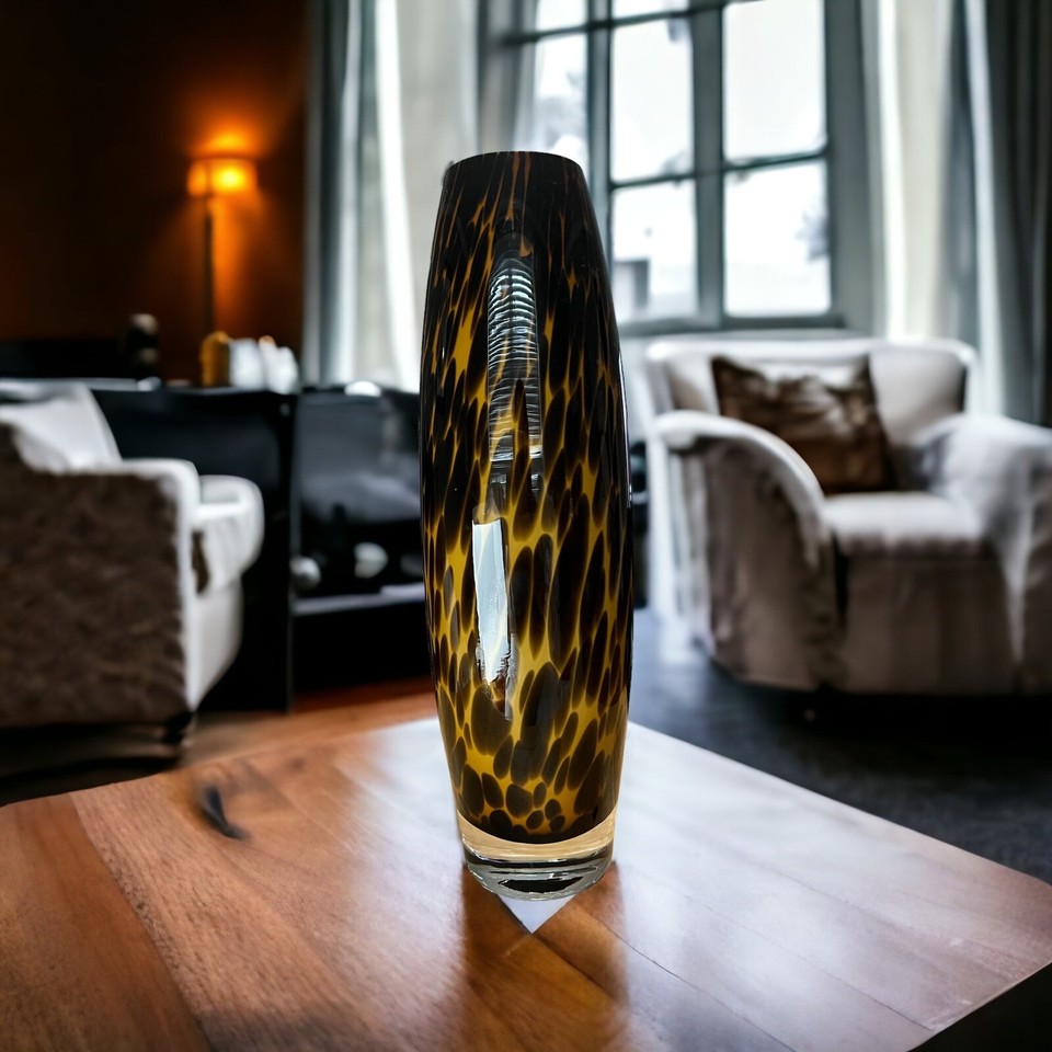 Noble Excellence Leopard Glass Vase Poland 14” x 3” | eBay
