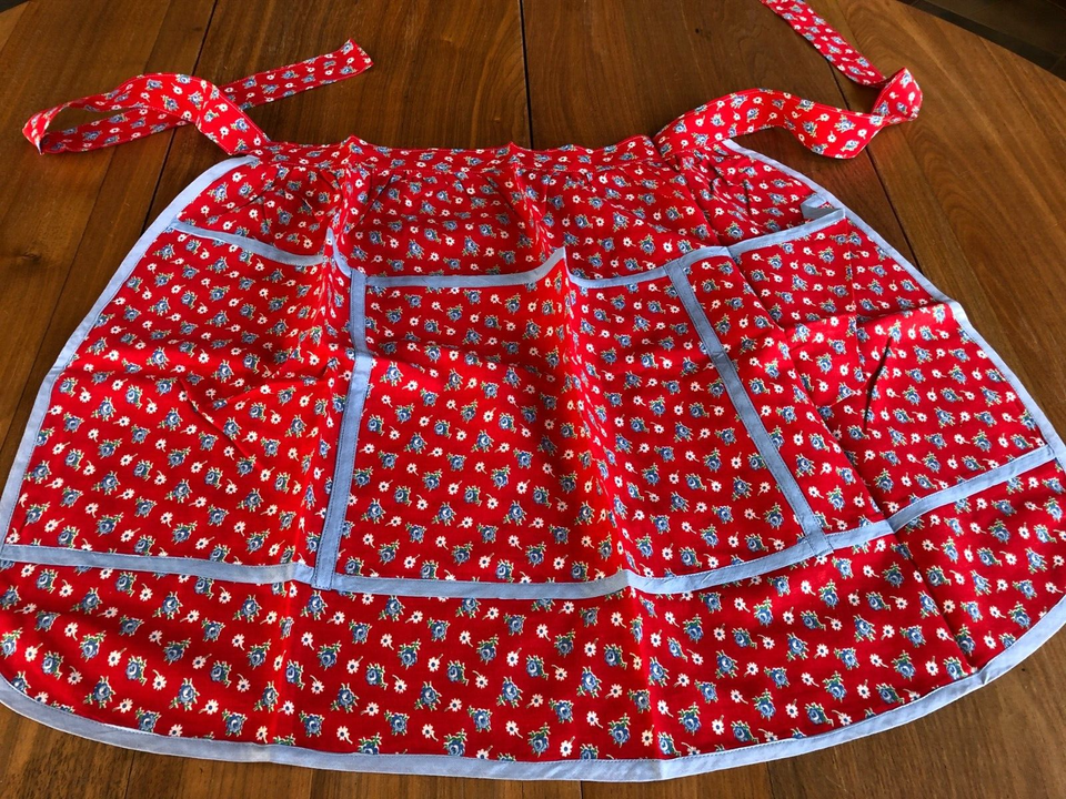 Vintage Handmade Made Red Print Half Aprons | eBay