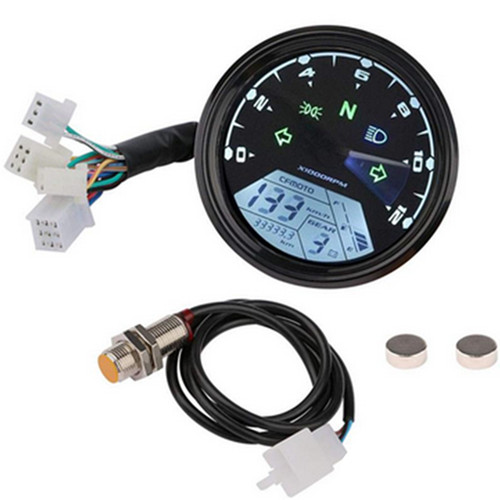 LCD Digital 4 stroke Universal Motorcycle Speedometer Tachometer ...