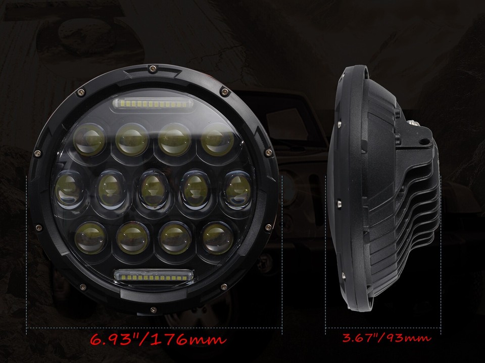 AU 2Pcs 7" inch Black LED Headlight DRL For For Suzuki Sierra SJ80 ...