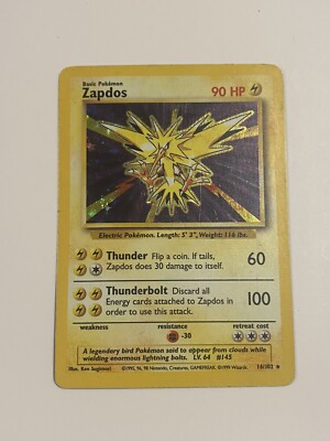Pokémon TCG Zapdos - Base Set 16/102 Holo Unlimited Holo Rare | eBay