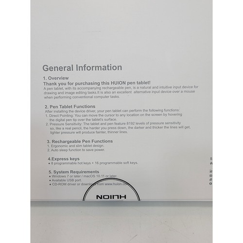 Huion H610 Pro Graphic Drawing Tablet 8192 Pen Pressure Sensitivity | eBay