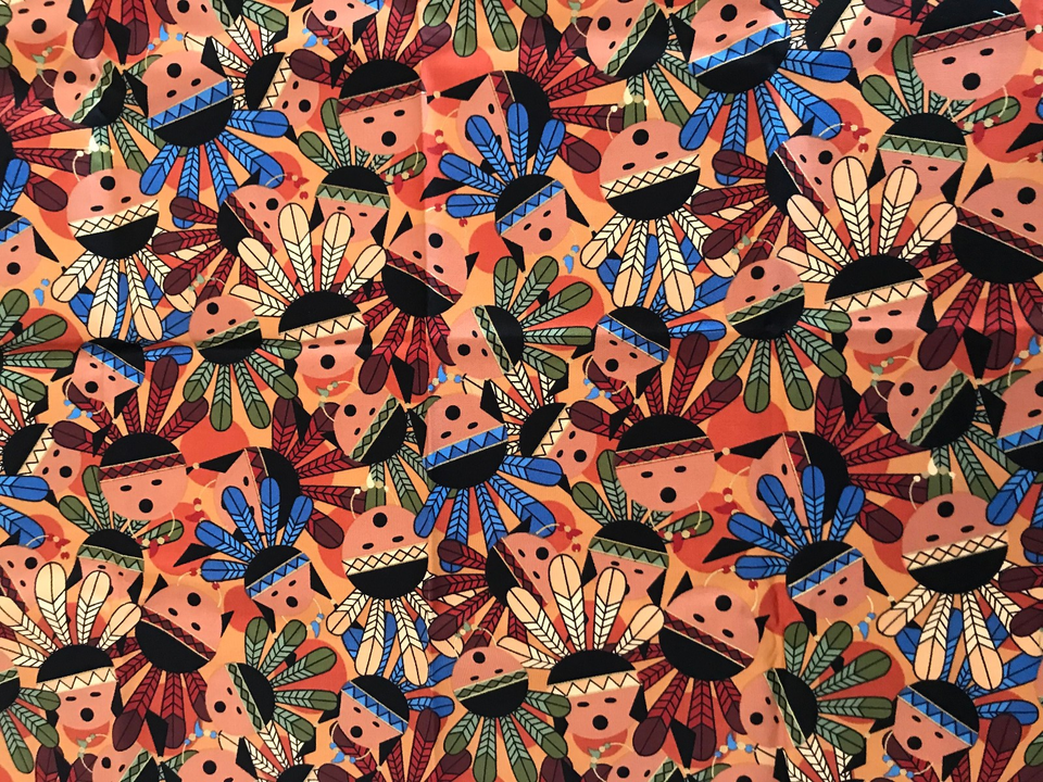 NATIVE AMERICAN Children's faces with Headress COTTON FABRIC FQ | eBay