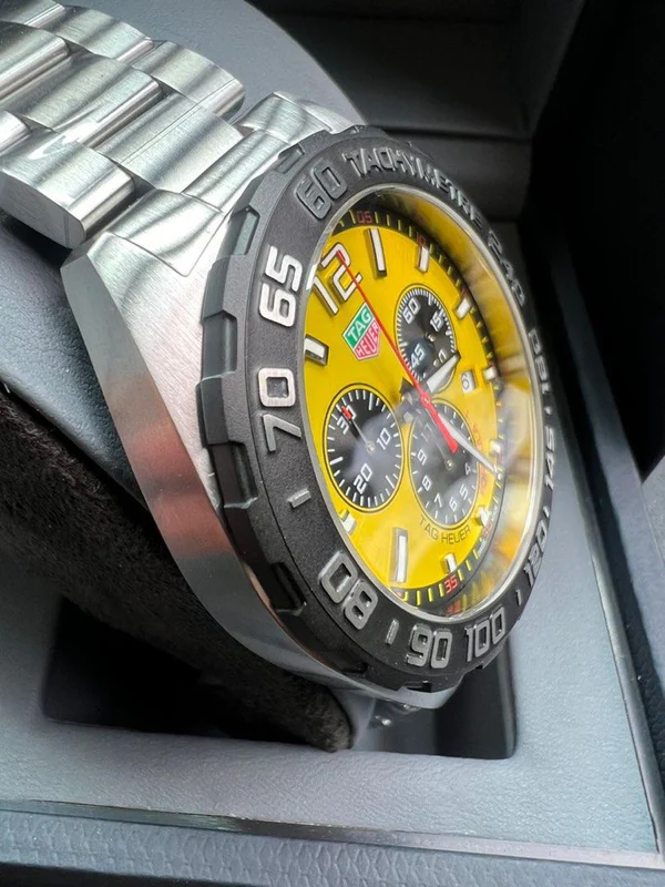 Tag Heuer 43mm Formula 1 Quartz Chrono Yellow Dial Men's Watch CAZ101AM ...