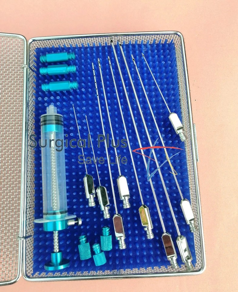 Facial LipoSuction Luer Lock Set Plastic & Cosmetic Fat Grafting Mesh ...