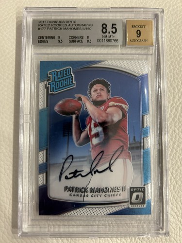 Patrick Mahomes Auto Rookie /150 2017 Donruss Optic Rated Rookie Prizm ...