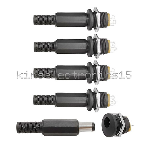 10Pcs X 5.5x2.1mm 12V/3A DC Male Plugs +Female Socket Panel Jack Mount ...