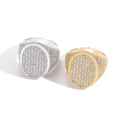 18K Real Gold Plated Mens Rap Jewelry Hip Hop Casting Egg Shape Ring 5A ...