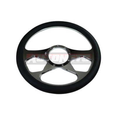 Revolution Black Leather Camaro Impala Nova Hot Rat Rod Steering Wheel ...
