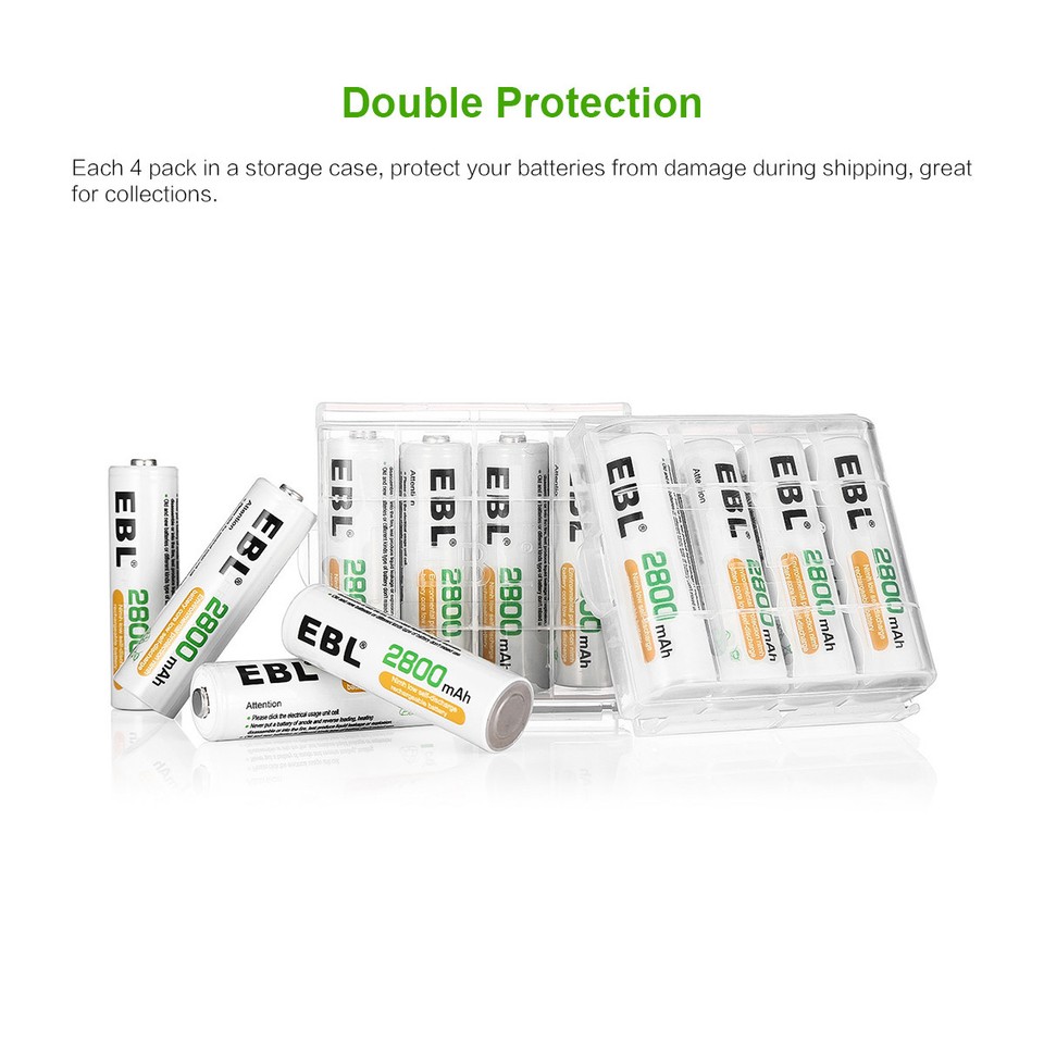 Lot EBL AA AAA Rechargeable Batteries Ni-Mh 2800mAh 2300mAh 1100mAh ...