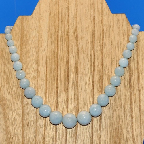 Vintage Graduated Aquamarine Beaded Necklace 14k Gold Marked 585 Clasp ...