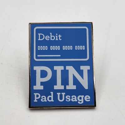 Debit PIN Pad Usage Lapel Pin Square Banking Money Blue Silver Tone ...