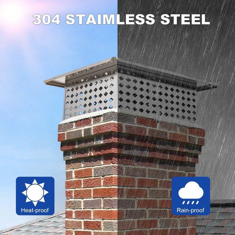 Stainless Steel Chimney Cap,Adjustable Flue Cover with Mesh Spark ...