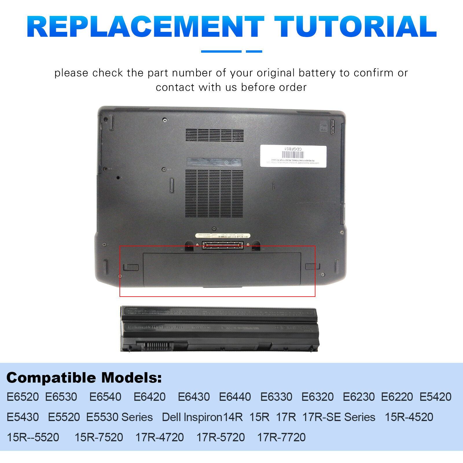 E6420 Battery for Dell Latitude E6440 E5430 E5520 E5530 E6430 E6520 ...