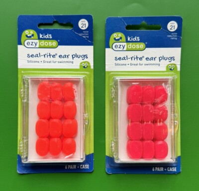 Seal-Rite Ezy Dose Kids Soft Silicone Ear Plugs Orange 12 Pairs + Case ...
