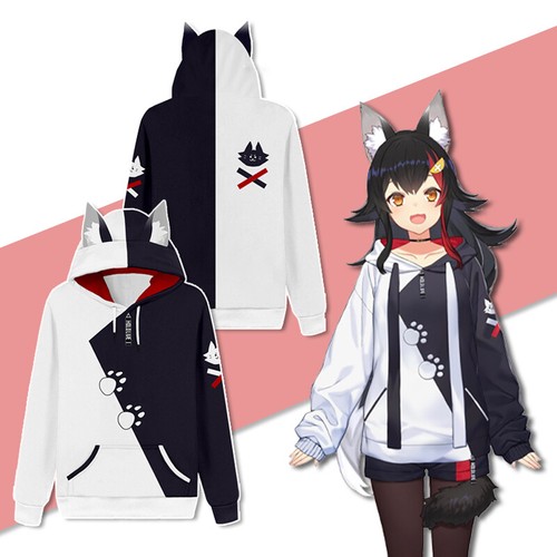 Hololive VTuber Ookami Mio Cosplay Hoodie Casual Streetwear Pullover ...