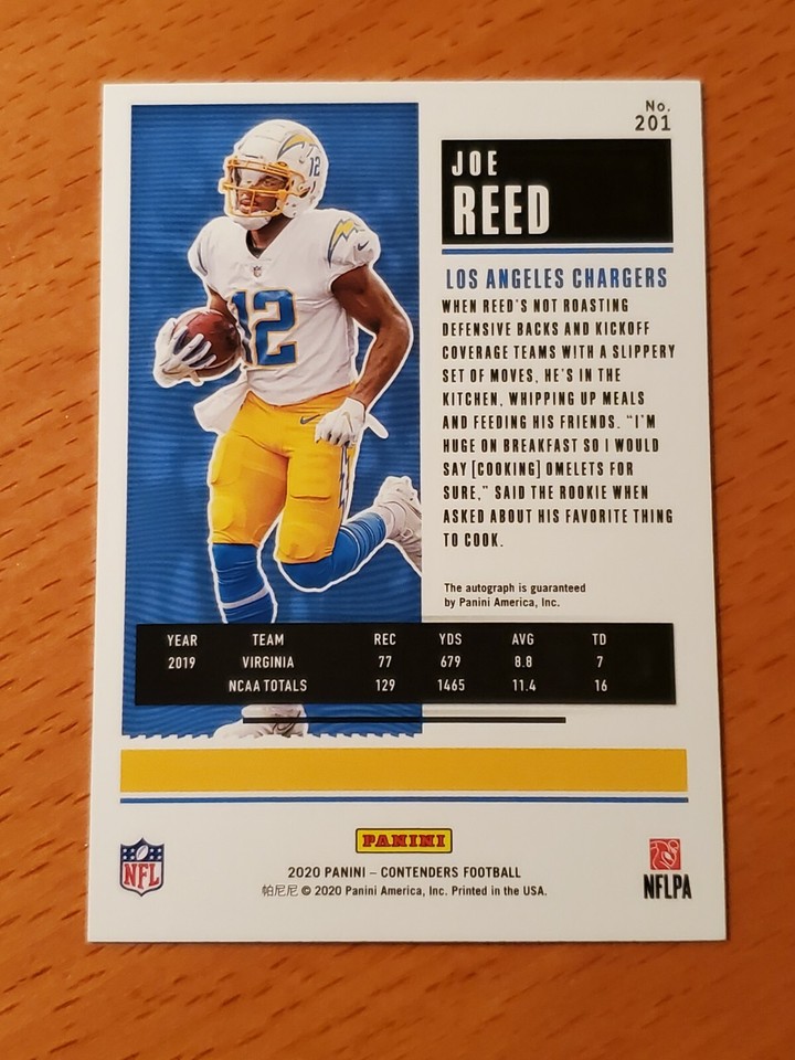 2020 Contenders Rookie Auto # 201 Joe Reed Virginia LA Chargers WR | eBay