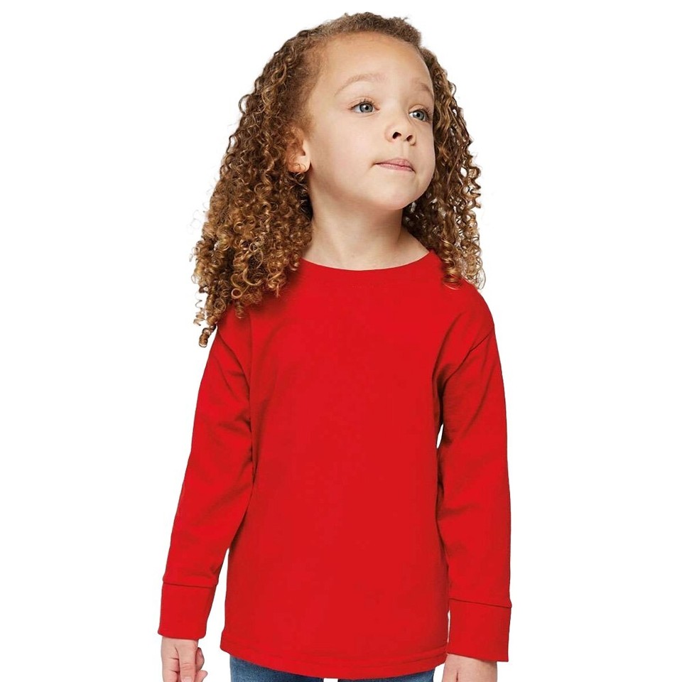COUVER Toddler Kids Cotton Solid Long Sleeve Basic Tee T-Shirt, 1 Piece ...