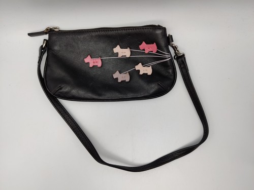 Radley Leather Small Black Radley Dogs Wristlet Purse Bag 18x10cm Size ...