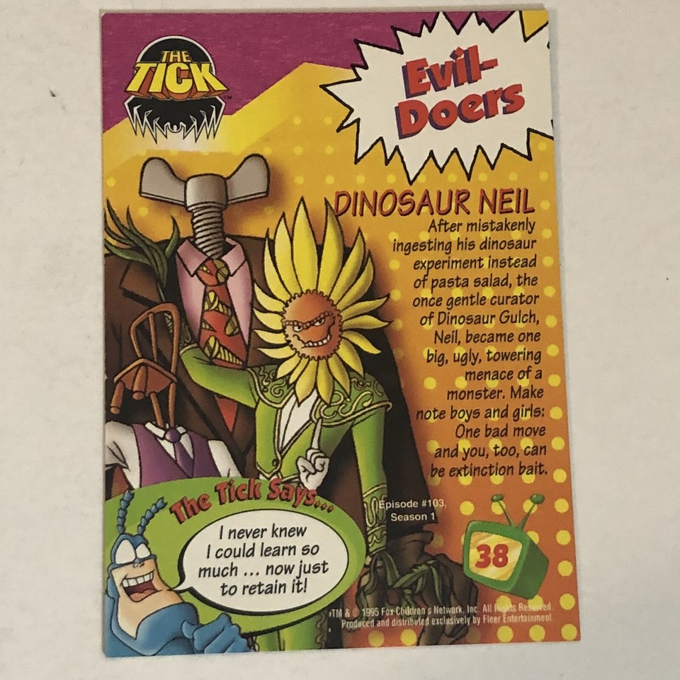 Dinosaur Neil The Tick Trading Card Fleer 1995 Vintage #38 | eBay